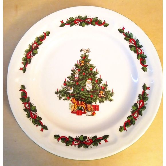 Holiday | Vintage Christmas Tree Plate W Santa | Poshmark